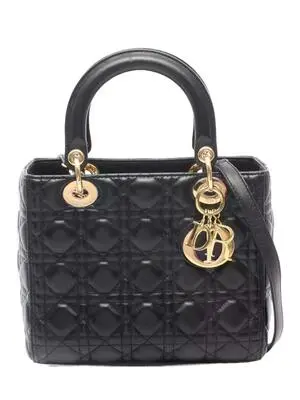 Dior Christian Dior Lambskin Cannage Lady Dior Satchel Black