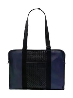 Bottega Veneta Bicolor Intrecciato Trimmed Nappa Business Bag - Blue