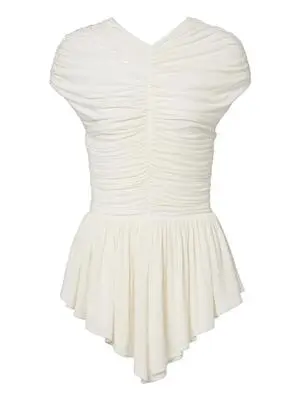 Tove Gabor Ruched Jersey Top - White