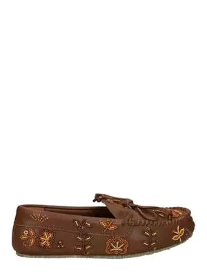 DE SIENA Arianna Bead-embellished Leather Loafers - Brown