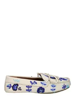 DE SIENA Arianna Bead-embellished Floral Loafers - Neutrals