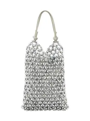 Staud Karla Beaded Top-handle Bag - Silver