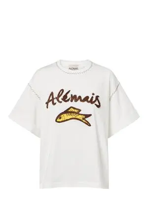 ALEMAIS Alemais Embroidered Cotton T-Shirt White