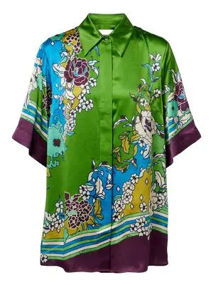 ALEMAIS Nanci Printed Silk Satin Shirt - Multicoloured