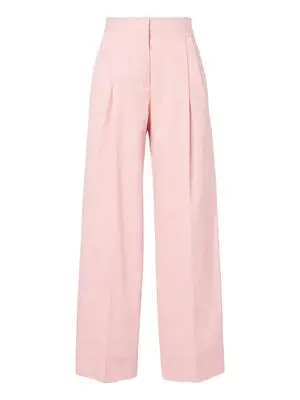 JIL SANDER Pleated Cotton Twill Wide-leg Pants - Pink