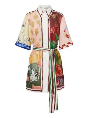 ALEMAIS Alemais Tangible Love Printed Linen Minidress Multicoloured