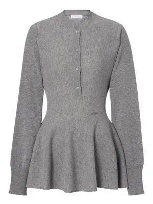 Stella McCartney Peplum Virgin Wool Top In Melange - Grey