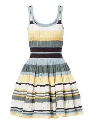 Alaïa Knitted Striped Minidress - Multicoloured