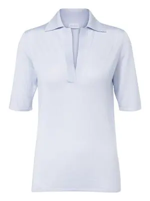 Gabriela Hearst Casius Cashmere And Silk Polo Shirt - Blue