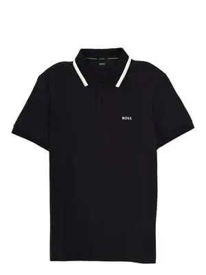 Hugo Boss Logo-print Tipping-detail Polo Shirt - Blue