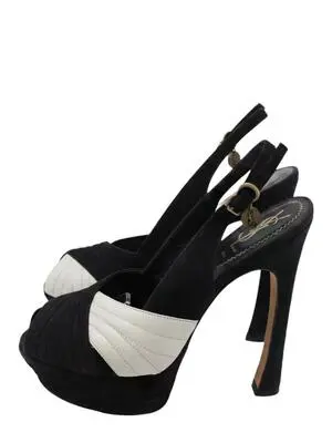 Saint Laurent Peep-toe Slingback Sandals - Black