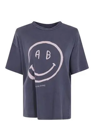 ANINE BING ANINE BING Smiley Graphic Cotton T-Shirt Gray