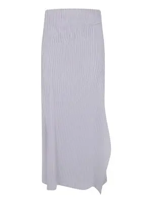 Issey Miyake Pleated Polyester Skirt With Black Stripes - Green