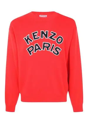 Kenzo Emblem Wool Blend Sweater - Red