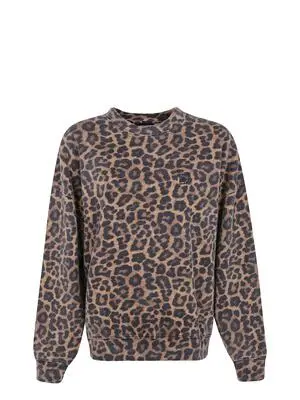 ANINE BING Leopard Print "miles" Sweatshirt - Brown