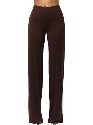 Naked Wardrobe Wide Leg Draped Pants - Dark Chocolate