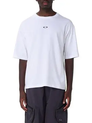 Oakley Cotton T-shirt With Contrasting Graphic Print And Dropped Shoulders - Grey