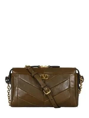 Valentino Garavani Panthea Shoulder Bag With Vlogo And Rhinestones - Brown