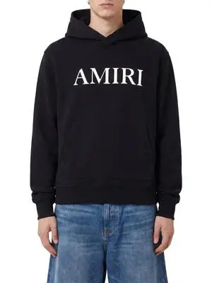 Amiri Relaxed Fit Cotton Hoodie With Contrast Logo - Black