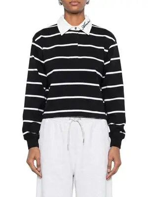 Amiri Striped Long-sleeve Cotton Polo Shirt - Black