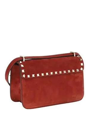 Valentino Garavani Valentino Garavani Rockstud Suede Mini Crossbody Bag Red