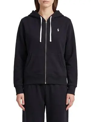 Polo Ralph Lauren Cotton Blend Zip-up Hoodie With Embroidered Logo - Black