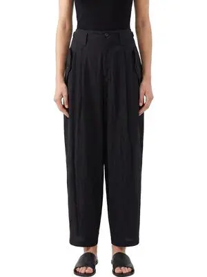 Y’s High-waisted Wide-leg Trousers In Rayon And Cupro - Black