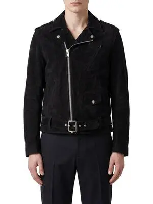 Y’s Suede Biker Jacket With Belt - Black