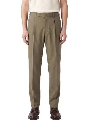 Closed Slim Fit Pleated Tailored Trousers In Cotton - Grey