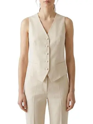 Tagliatore Single-breasted Linen Waistcoat - Brown