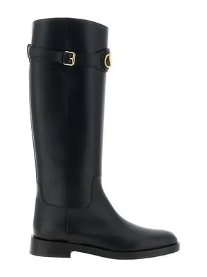 VALENTINO Valentino Garavani Knee-High VLogo Signature Boots In Calfskin Leather