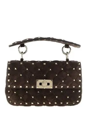 Valentino Garavani Rockstud Spike Handbag In Quilted Leather With Studs - Brown