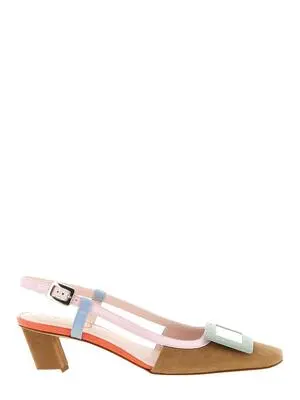 ROGER VIVIER Belle Vivier Bi-leather Slingback Pumps With Square Toe - Multicolor
