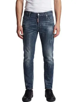 Dsquared2 Skater Slim Fit Distressed Stretch Denim Jeans - Blue