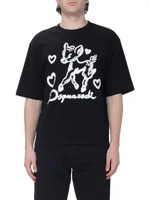 Dsquared2 Short-sleeved Cotton T-shirt With Contrast Graphic Print Black