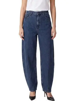 ROTATE BY BIRGER CHRISTENSEN High-waisted Baggy Jeans In Organic Cotton Denim - Blue