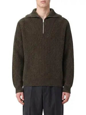 JIL SANDER Jil Sander High Neck Half-Zip Jumper In Pure Wool Green