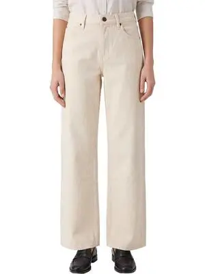 FRAME The Saturday Animal Print High-waisted Wide Leg Jeans - Beige