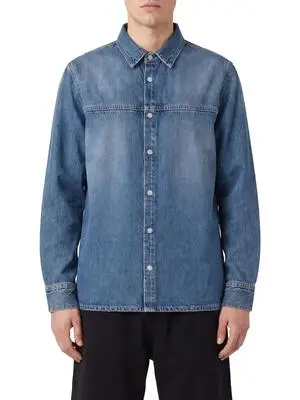 COUNTY OF MILAN Long-sleeved Monogram Print Shirt - Denim
