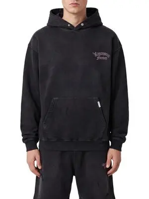 REPRESENT Cotton Hoodie With Back Logo And Kangaroo Pocket - Black