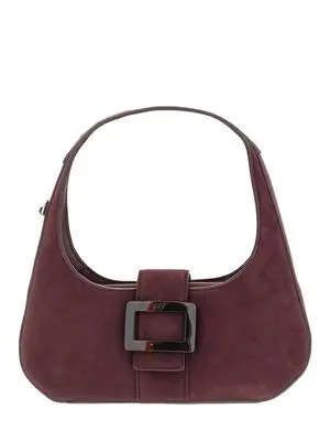 ROGER VIVIER Suede Sheepskin Handbag With Logo Plaque - Red