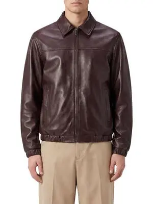 CANALI Smooth Leather Shirt Jacket With Zip Closure And Elasticated Hem