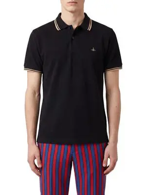 VIVIENNE WESTWOOD Orb Logo Cotton Polo With Contrast Tipping - Black
