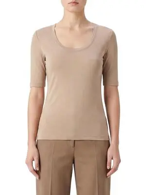 Fabiana Filippi Fabiana Filippi Short-Sleeved T-Shirt In Cotton With Crew Neck Coffee
