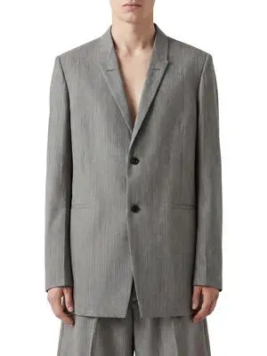Rick Owens Peak Lapel Single-breasted Wool Blazer - Grey