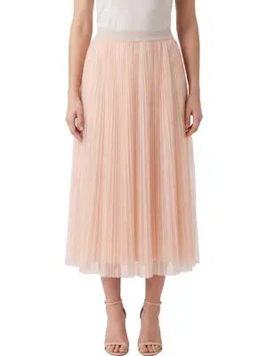 Fabiana Filippi Pleated Crêpe Midi Skirt With Elasticated Waist - Beige