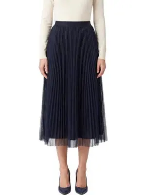 Fabiana Filippi Pleated Crêpe Midi Skirt With Elasticated Waist - Blue