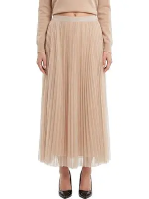 Fabiana Filippi Fabiana Filippi Pleated Crêpe Midi Skirt With Elasticated Waist Brown