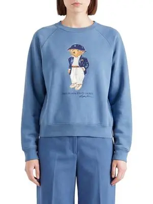 POLO RALPH LAUREN Polo Ralph Lauren Teddy Bear Print Cotton Blend Crewneck Sweatshirt