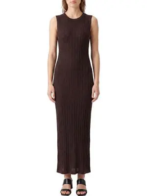 ATOMO FACTORY Off-the-shoulder Ribbed Midi Dress - Dark